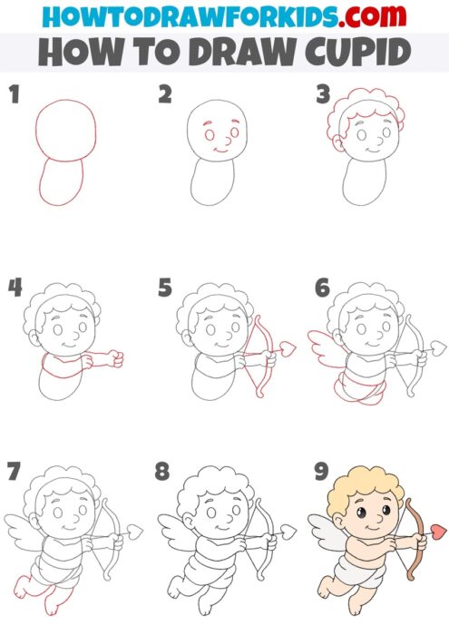How to Draw Cupid - Easy Drawing Tutorial For Kids
